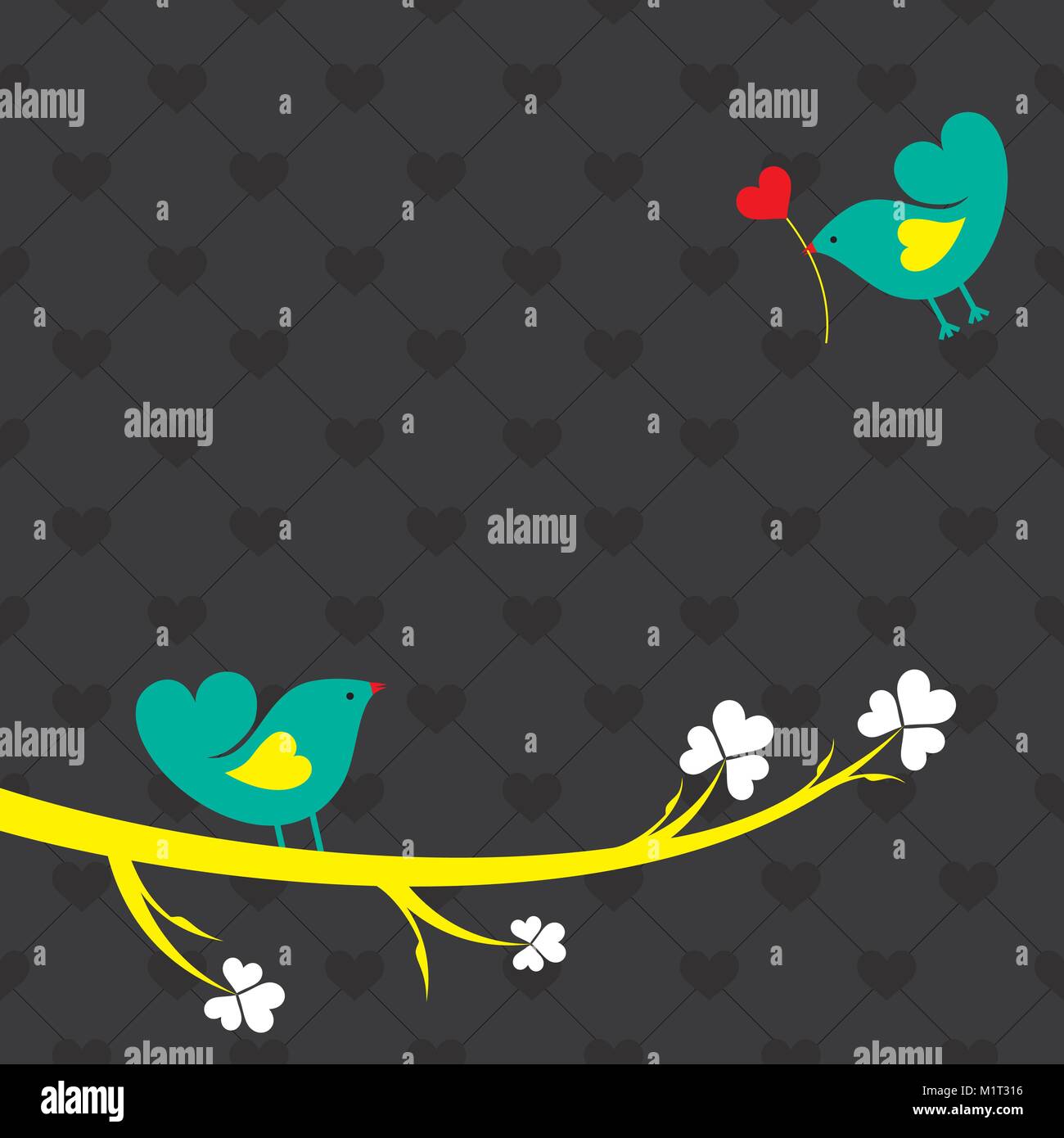Valentine card with cute birds illustration vector Stock Vector Image ...