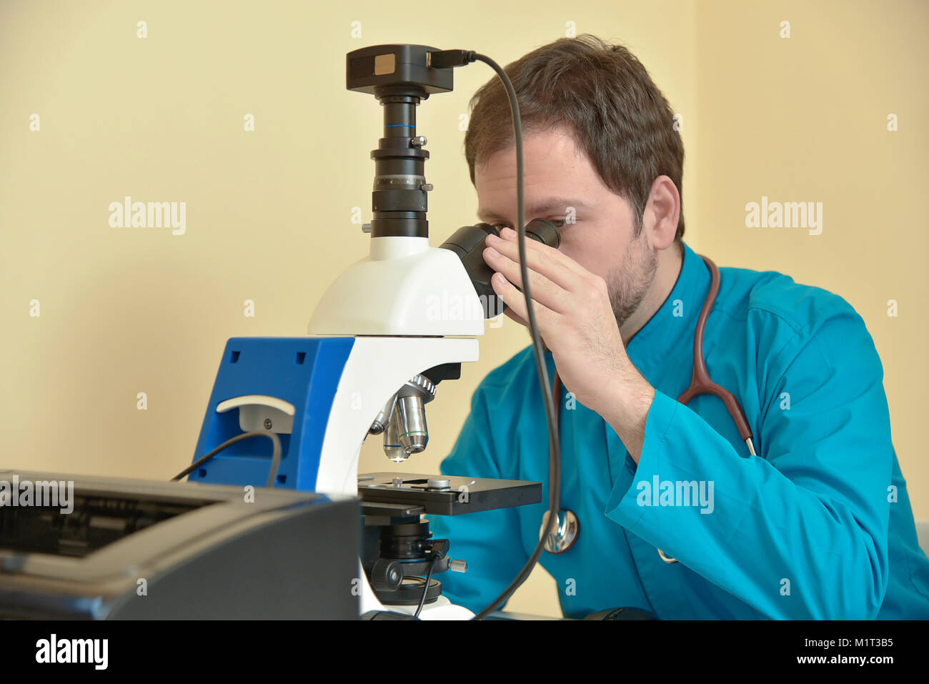 Young male scientist doctor analyzing hi-res stock photography and ...