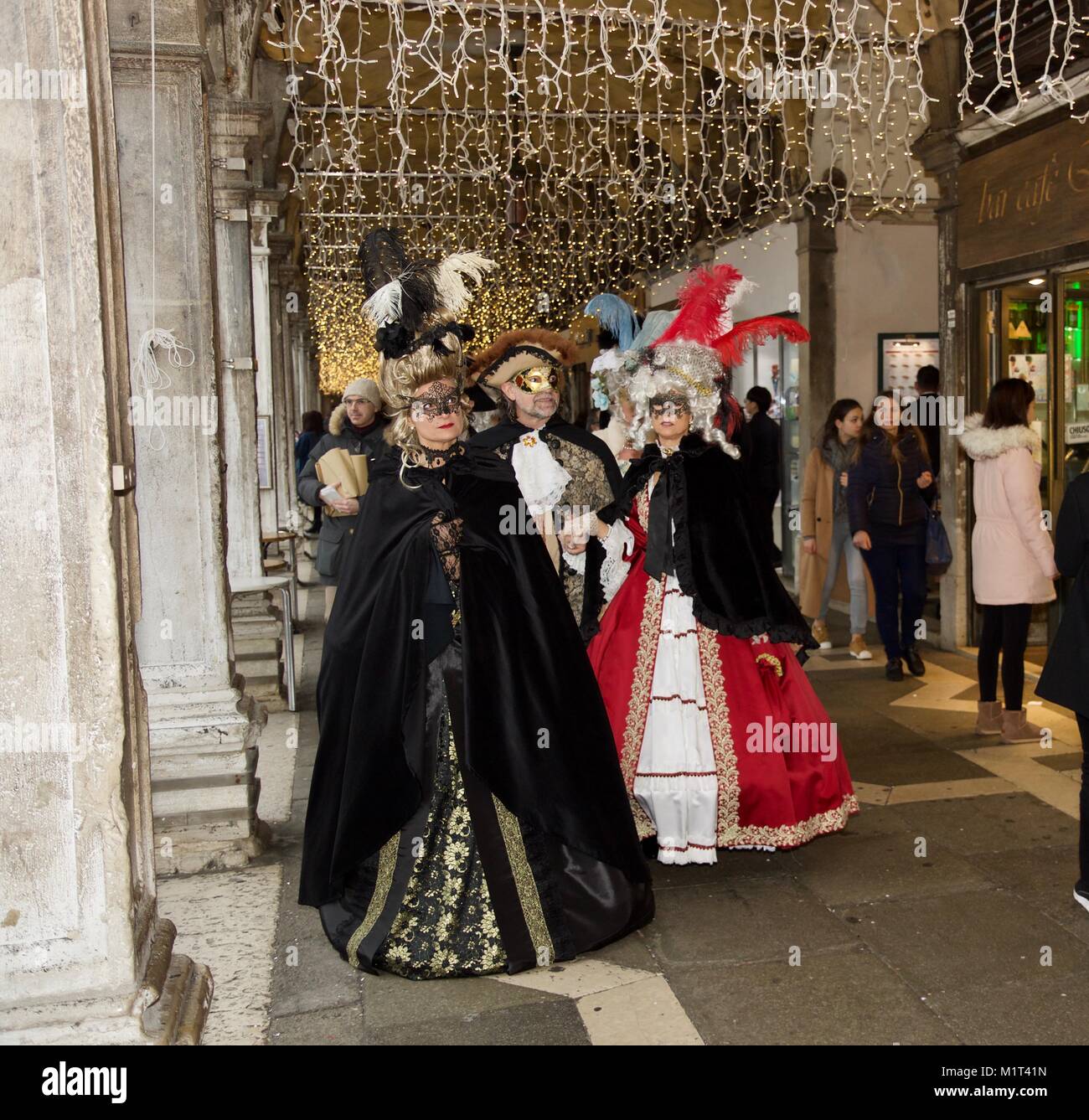 Venice Carnival Participantes on a stroll Stock Photo - Alamy