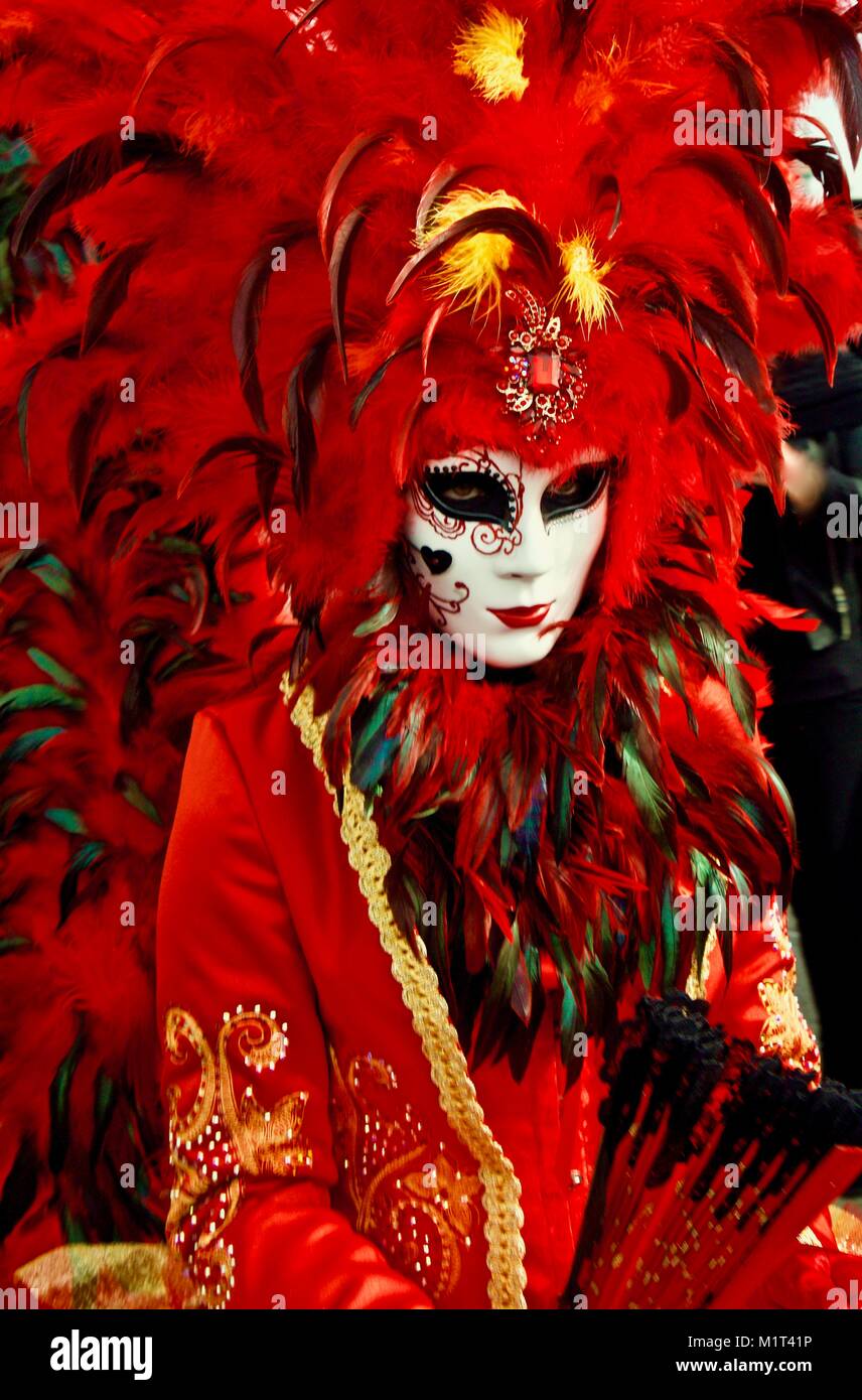 Venice Carnival Participant Red Stock Photo - Alamy