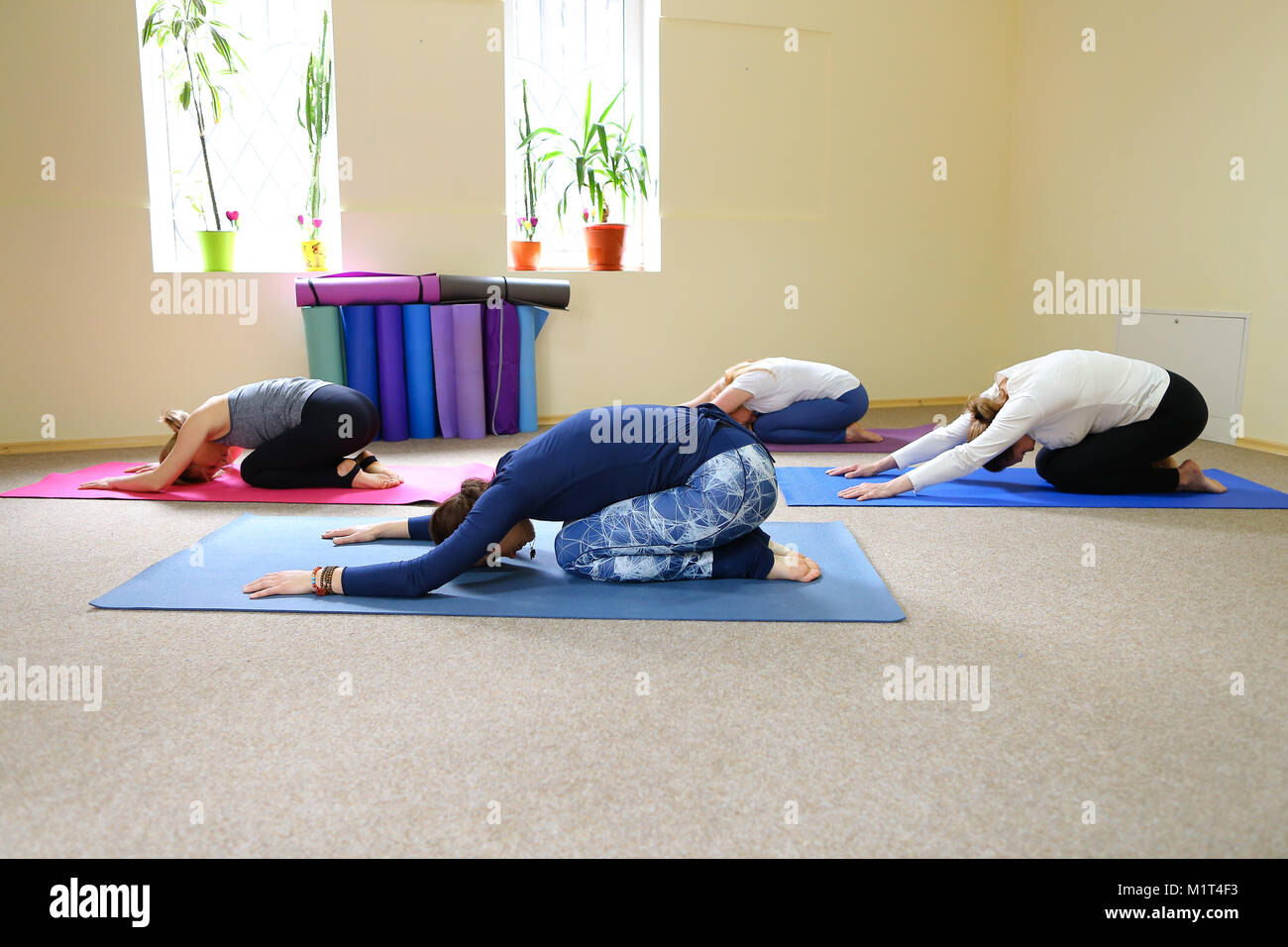 Three young women in yoga classes Stock Photo - Alamy