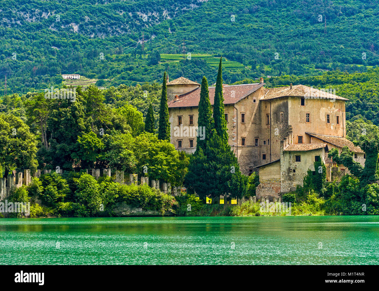 Italy Trentino Toblino lake and castle Stock Photo - Alamy