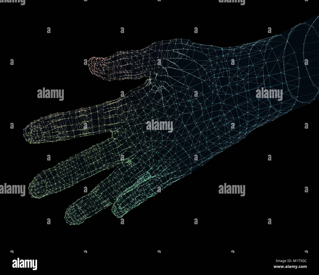 Hands network connections, sense of technology 3d illustration Stock ...