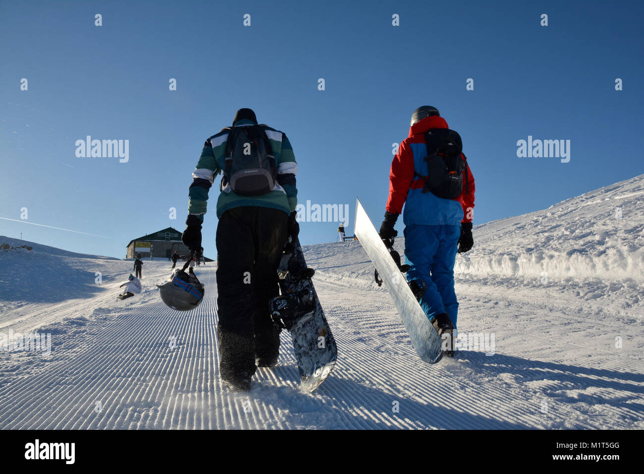 Sport and recreation winter at 2000m altitude in Bucegi Mountains in ...