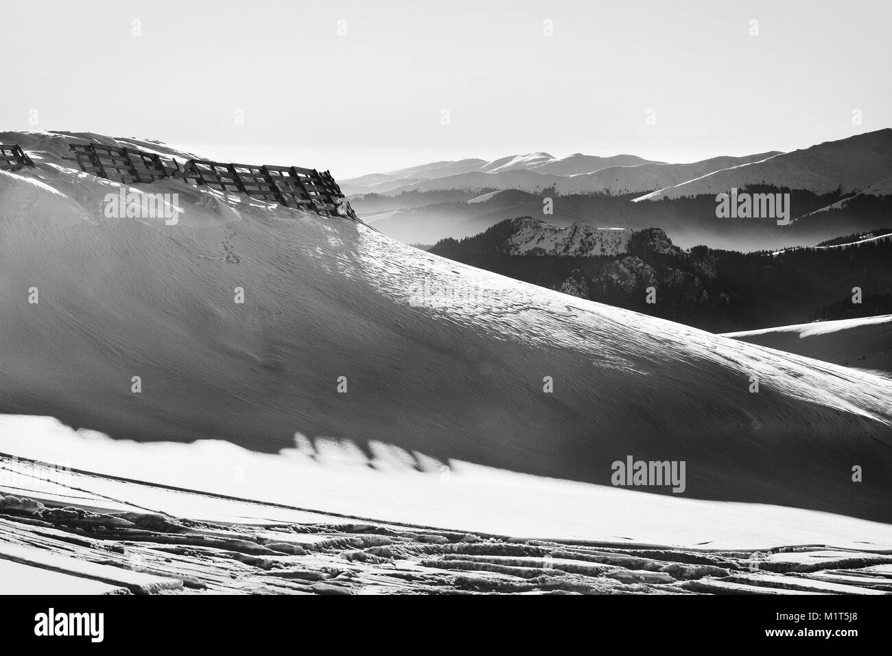 Beautiful winter view at 2000m altitude in Bucegi Mountains in Sinaia ...