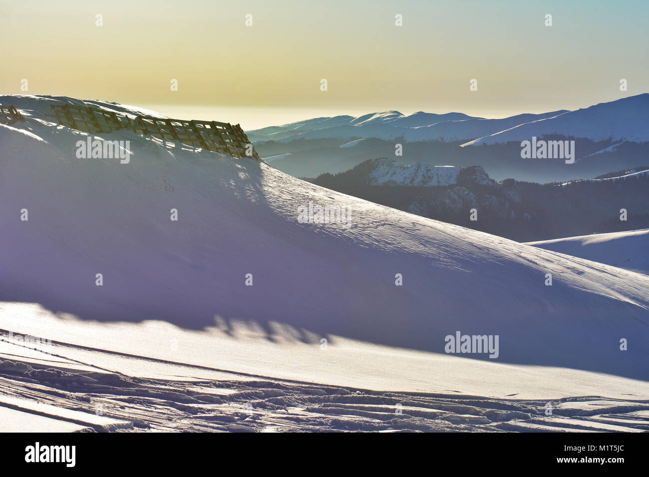 Beautiful winter view at 2000m altitude in Bucegi Mountains in Sinaia ...