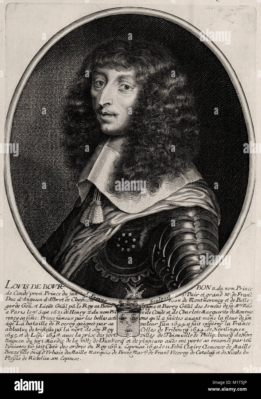 Portrait of Louis de Bourbon, Prince de Condé - French engraving 17th ...