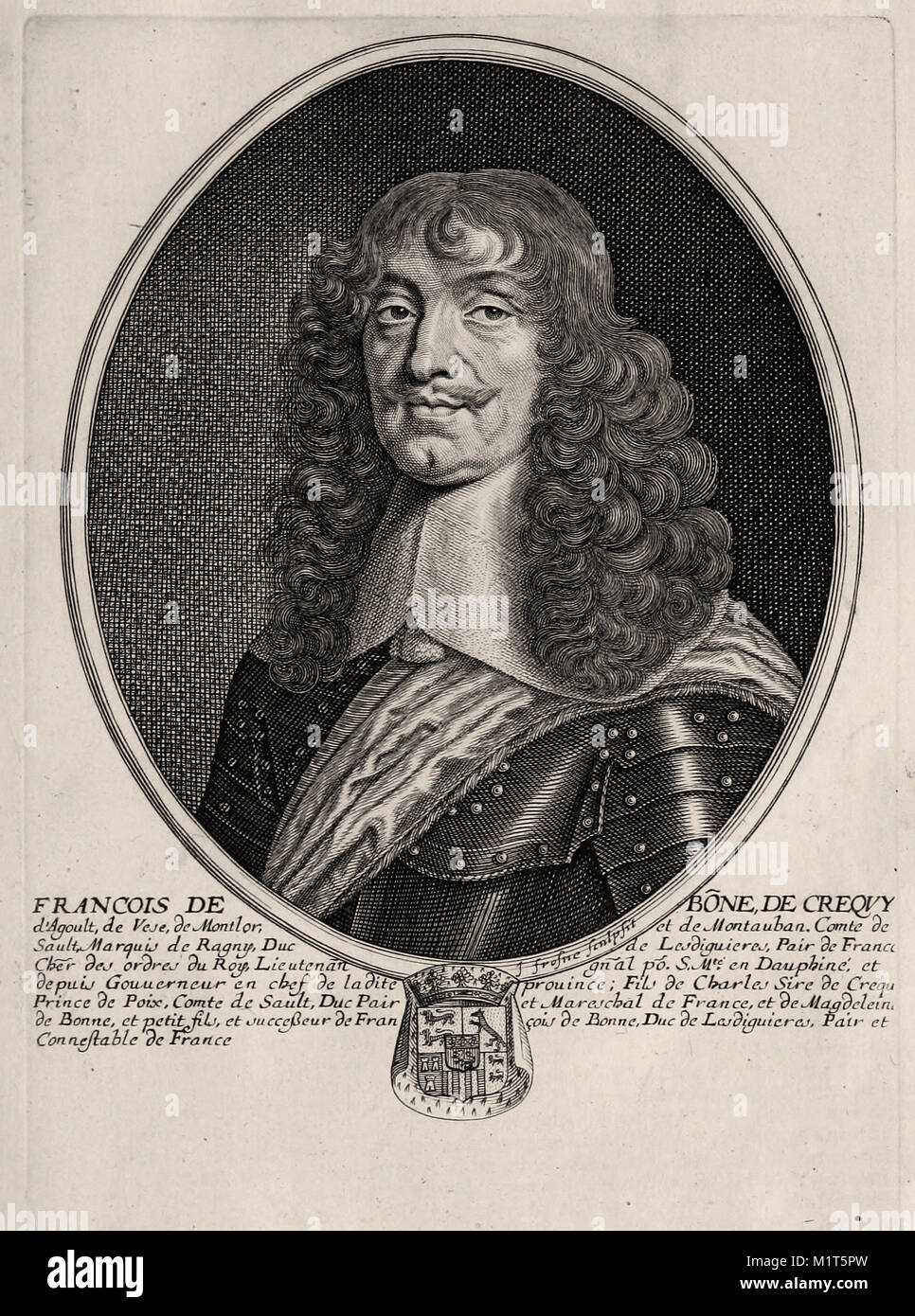Portrait of François de Bône - French engraving 17th century Stock ...