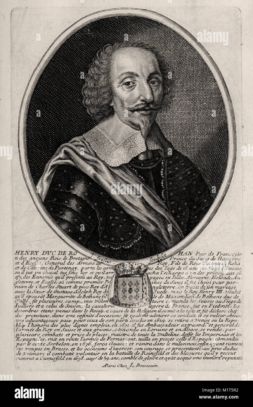 Portrait of Henry Duc de Rohan - French engraving 17th century Stock Photo - Alamy