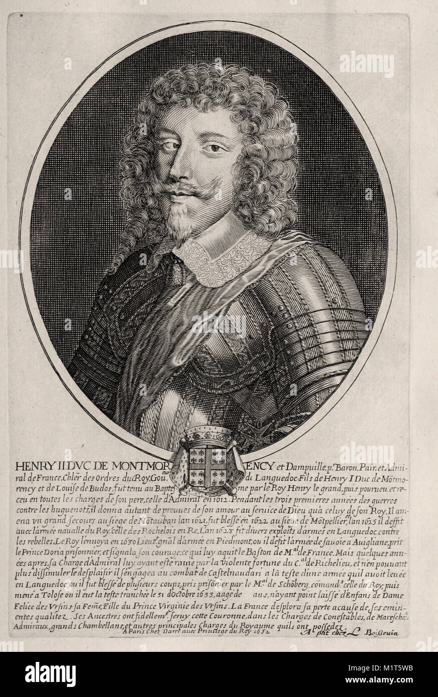 Portrait of Henry III duc de Montmorency - French engraving 17th century Stock Photo - Alamy