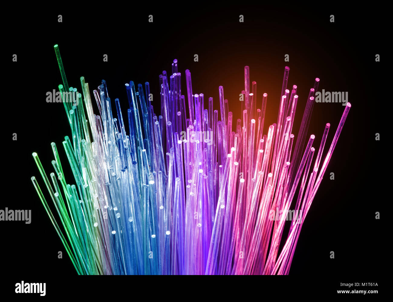 optical fibres dinamic flying from deep on technology background Stock ...