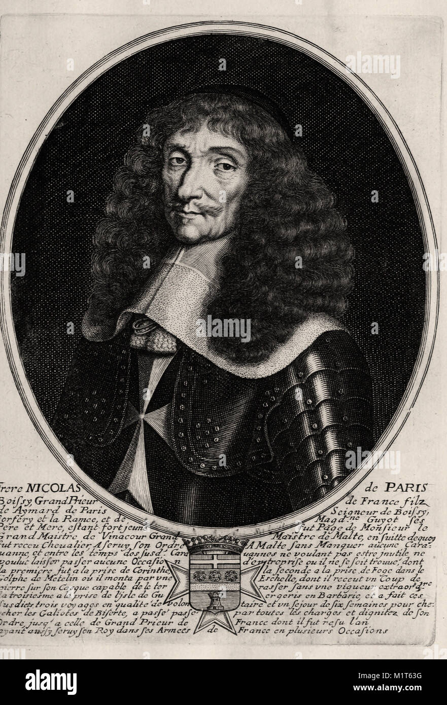 Portrait of Frêre Nicolas de Paris - French engraving 17th century ...
