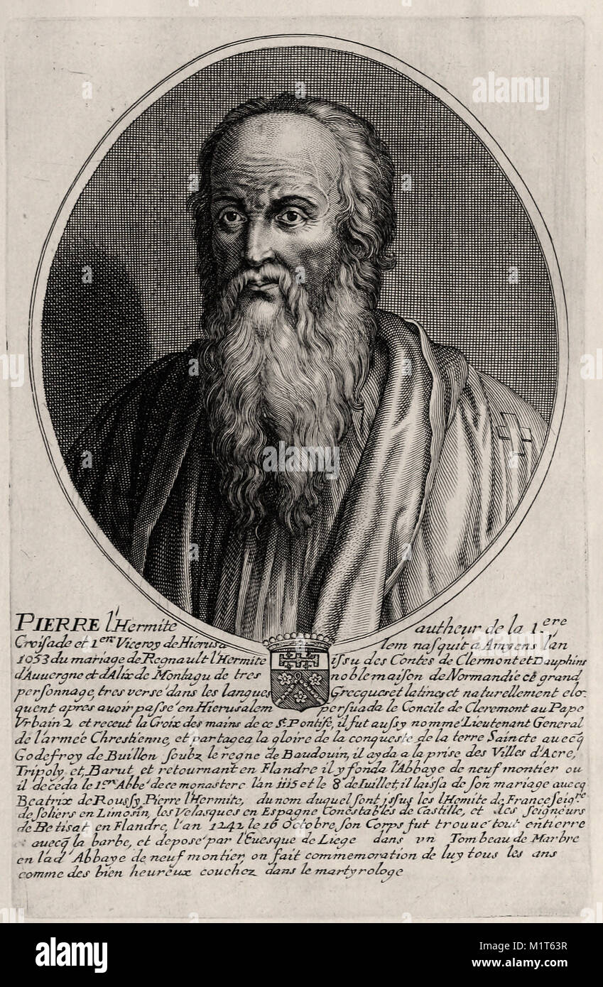 Portrait of Pierre l'Hermite - French engraving 17th century Stock ...