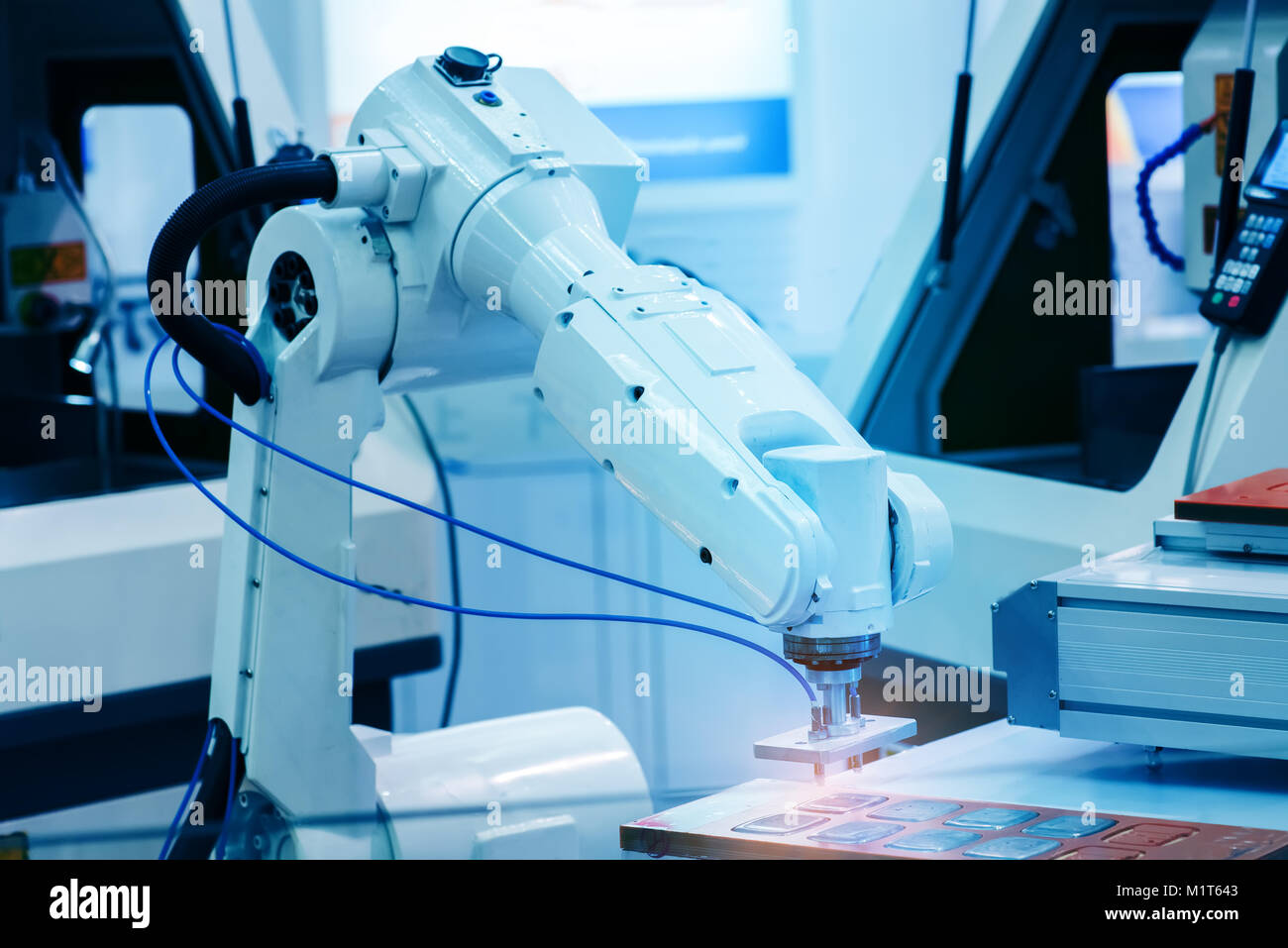 robotic machine tool in industrial manufacture factory,Smart factory ...