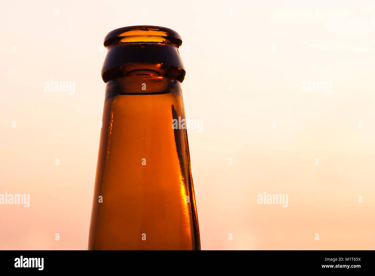Empty orange beer bottle isolated Stock Photo - Alamy