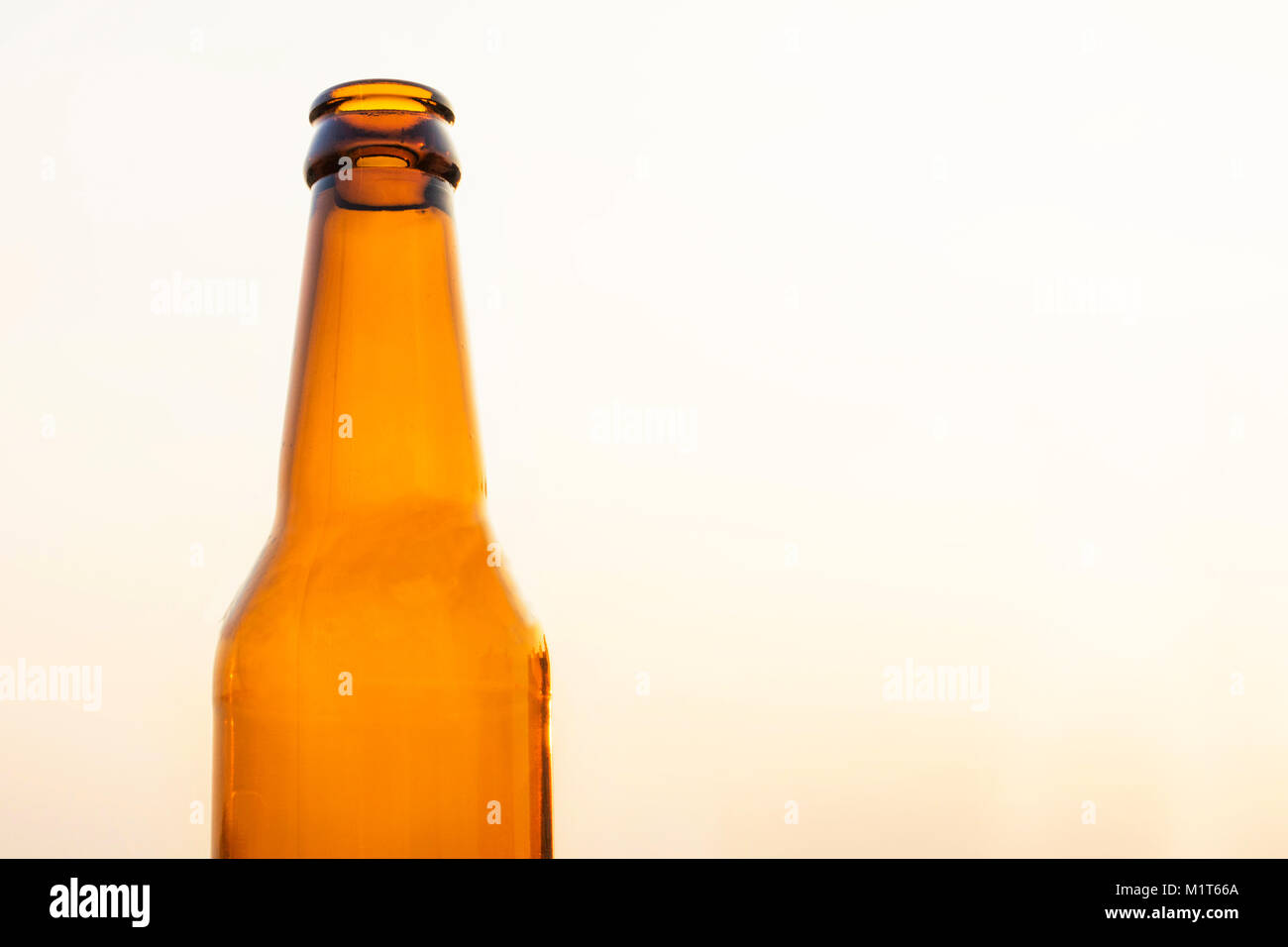 Empty orange beer bottle isolated Stock Photo - Alamy
