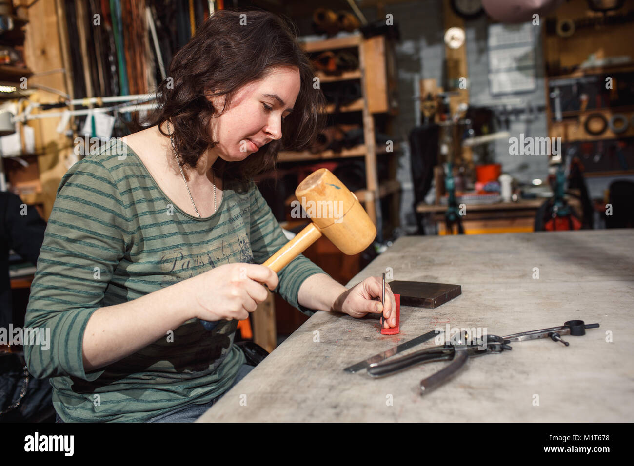 Traditional leather making process handmade hi-res stock photography ...