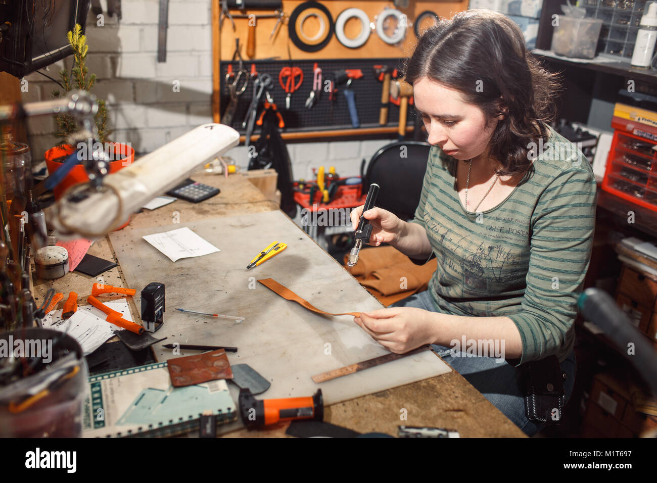 Traditional leather making process handmade hi-res stock photography ...