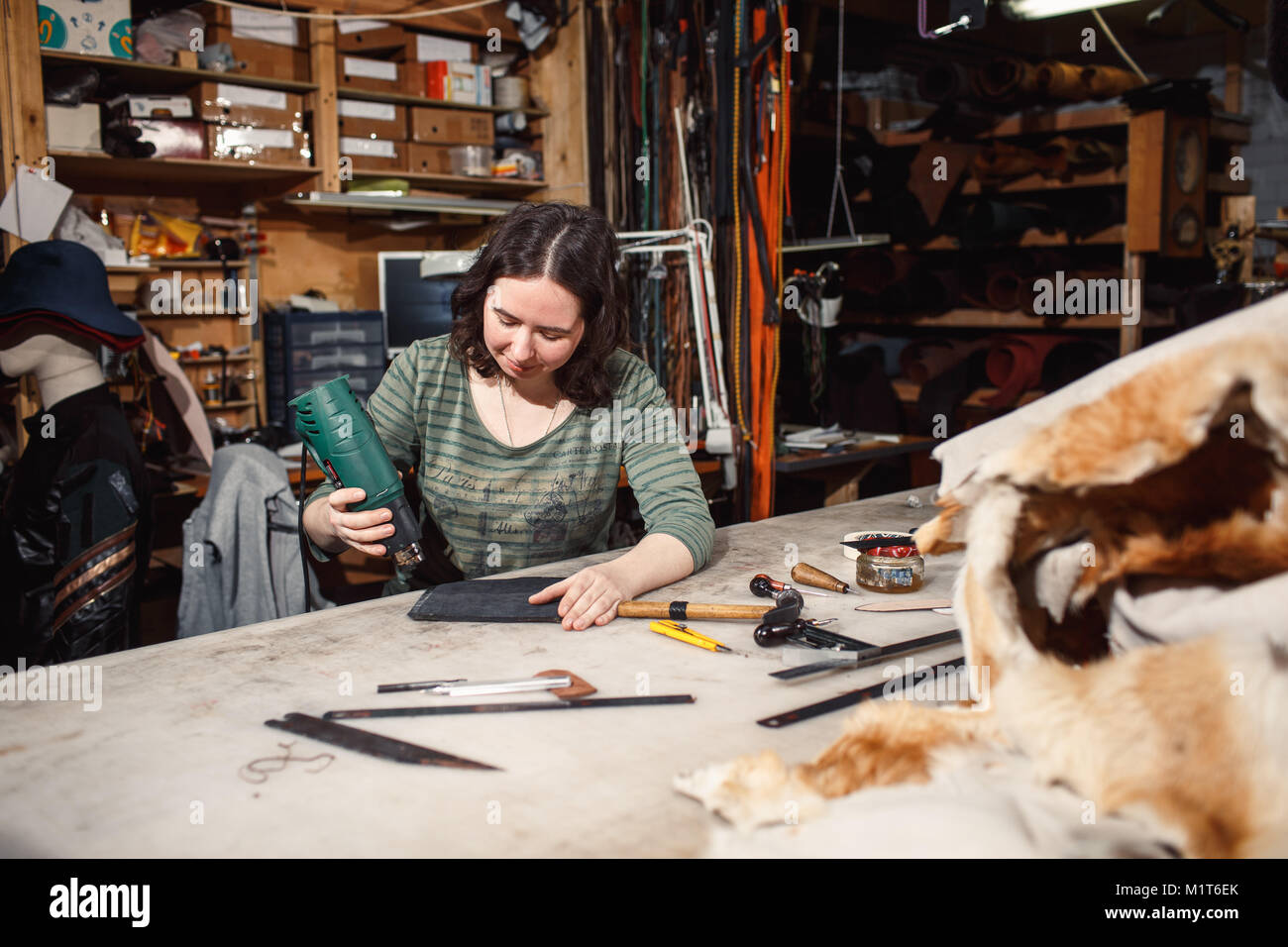 Traditional leather making process handmade hi-res stock photography ...