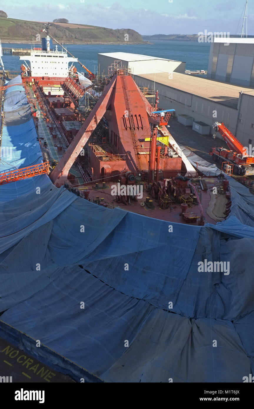 A ship undergoing work at Pendennis Shipyard Stock Photo - Alamy