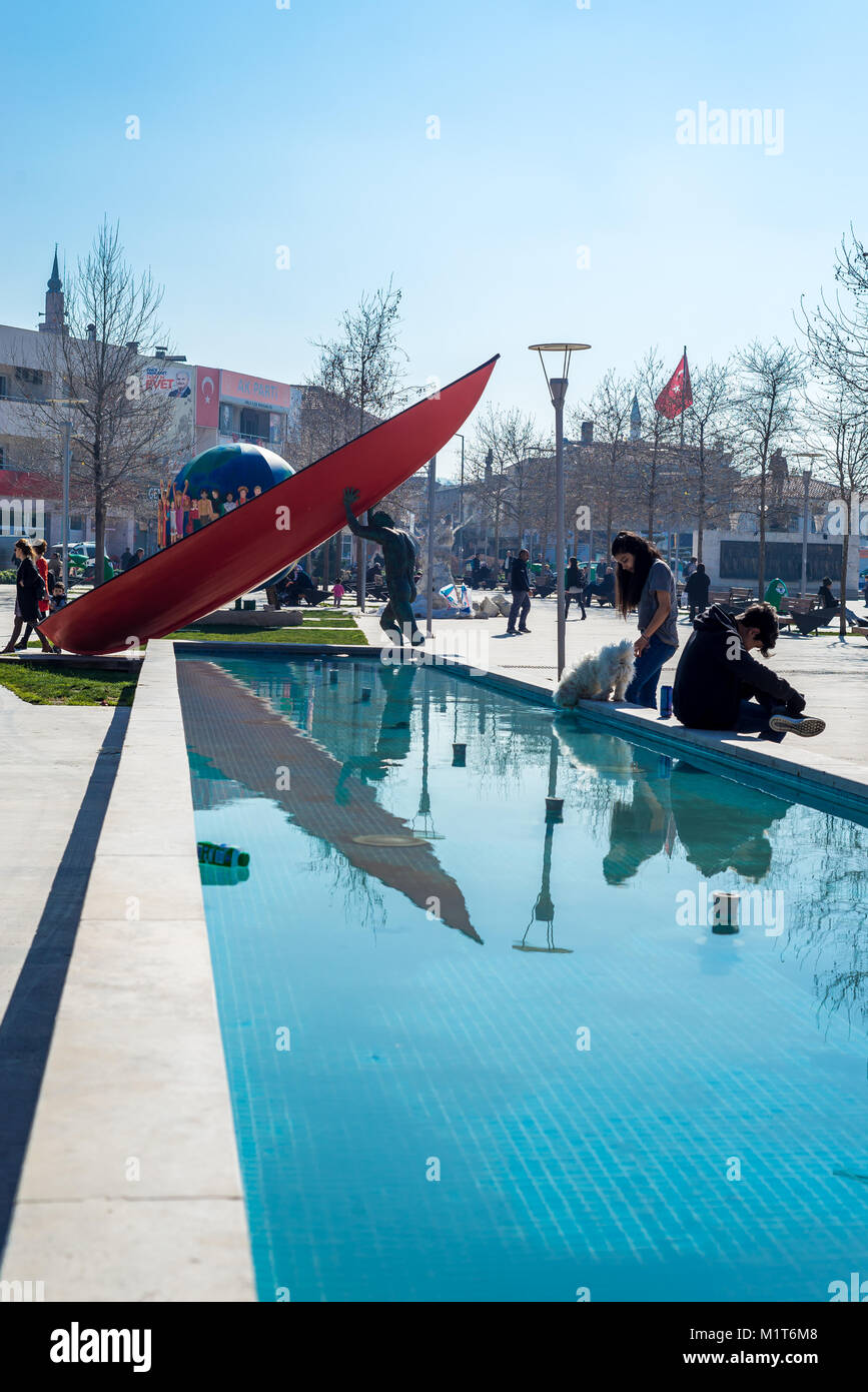 January 31, 2018 - Urla Izmir Province Turkey: View at central square ...