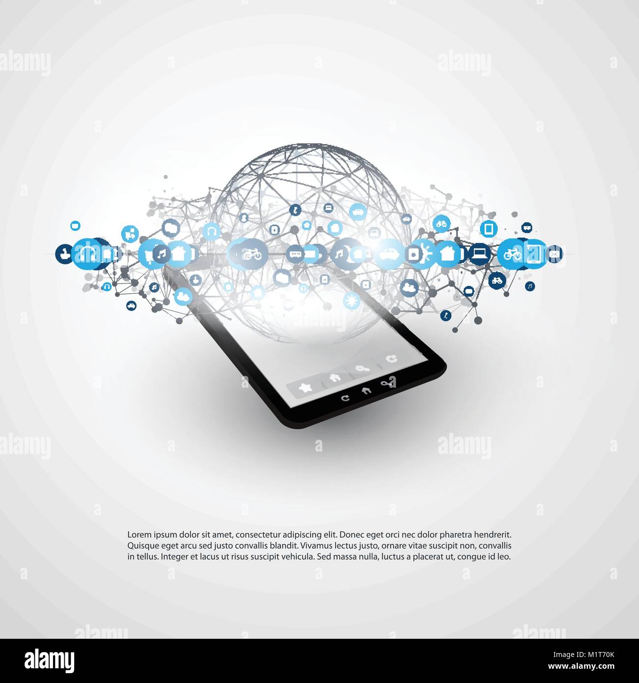 Internet of Things, Cloud Computing Design Concept with Icons - Digital Network Connections ...