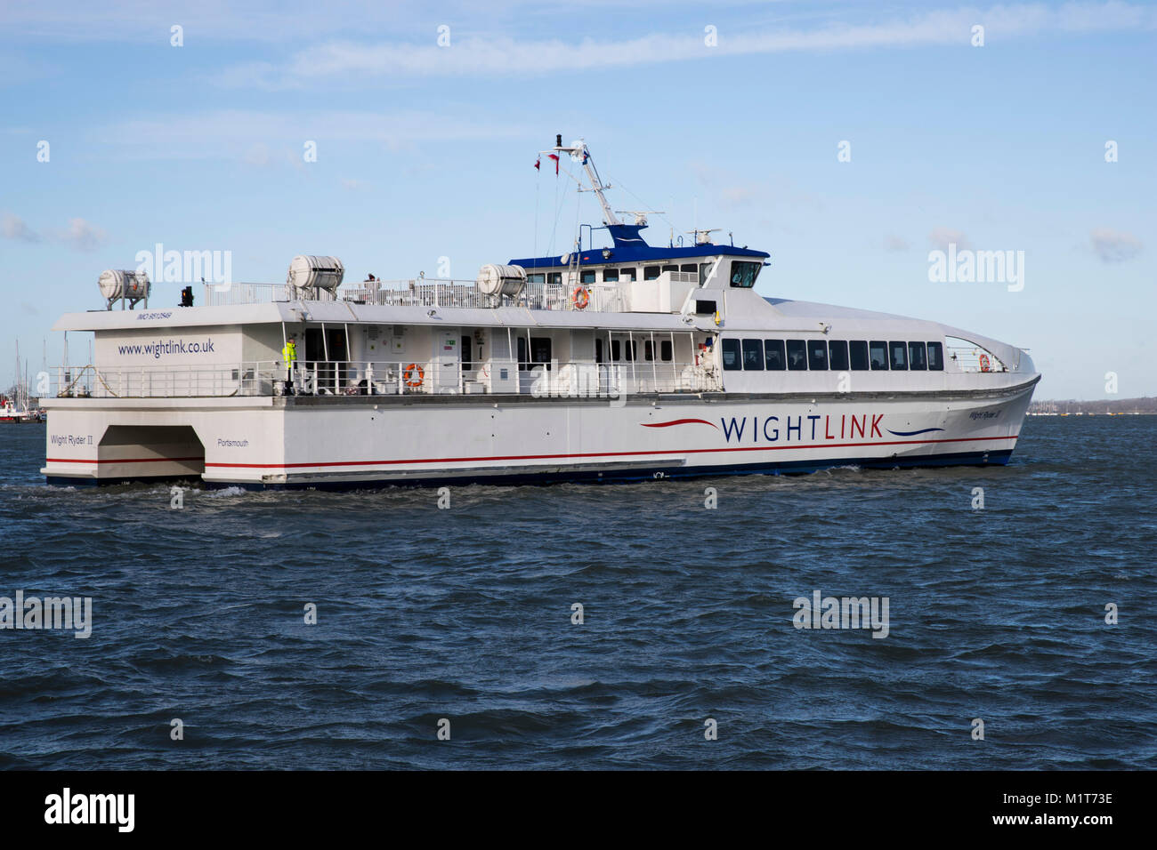 Wightlink Fast Ferry Wight Ryder II arriving at Portsmouth from Ryde ...