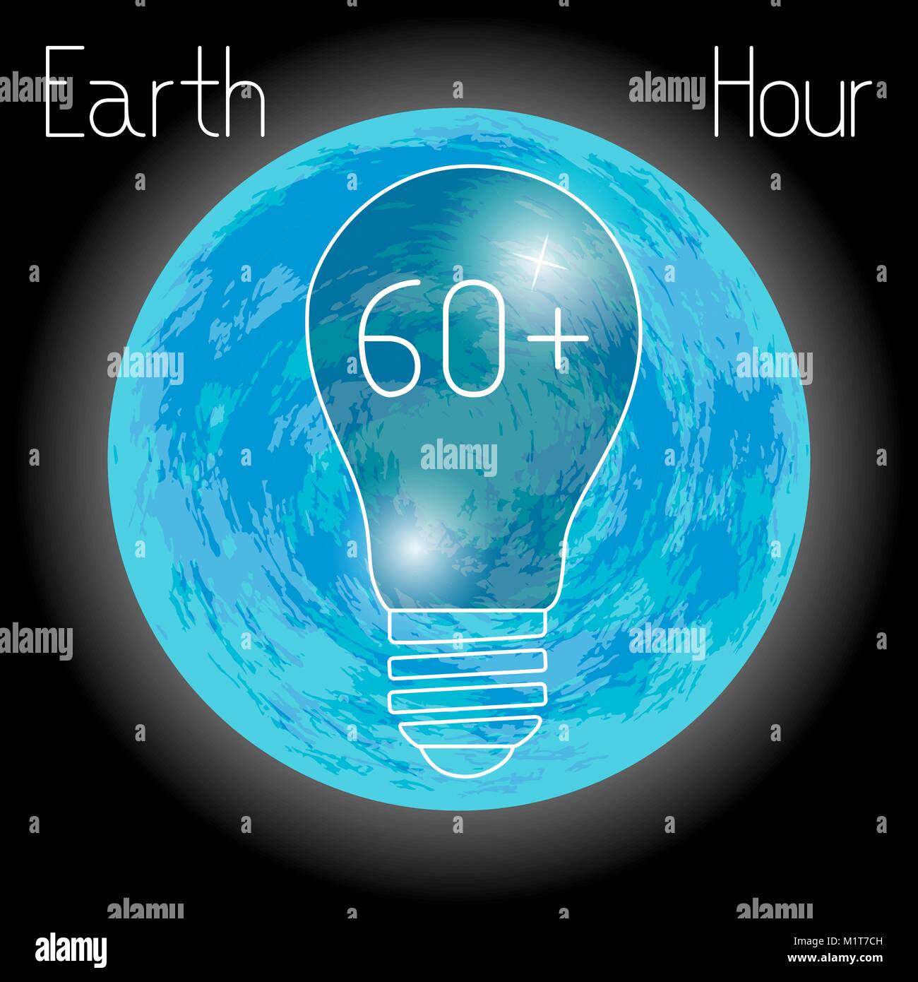 Earth Hour. 60 minutes. The bulbs do not light. Blue planet Earth Stock ...