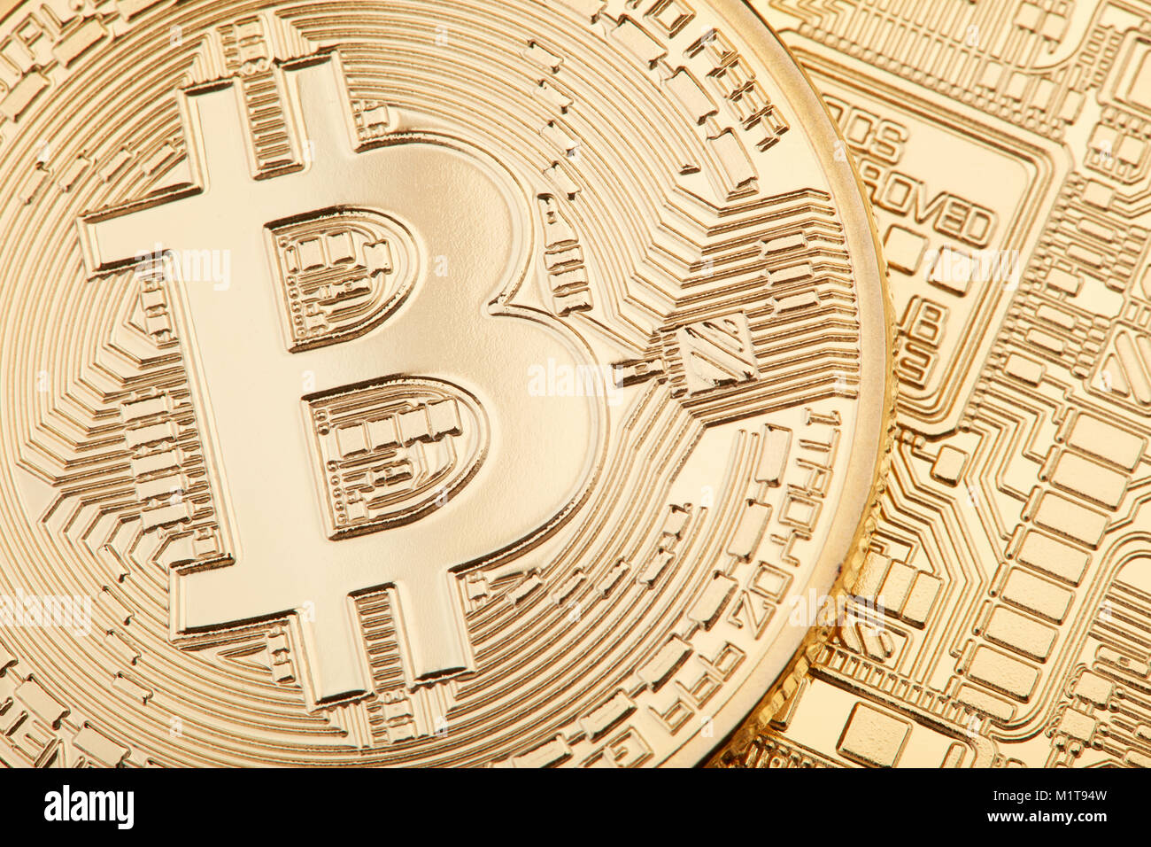 Golden Bitcoin background, cryptocurrency Stock Photo - Alamy