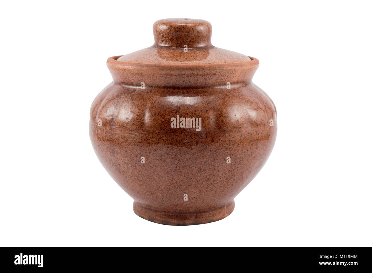Clay pot with a cover isolated on a white background Stock Photo - Alamy