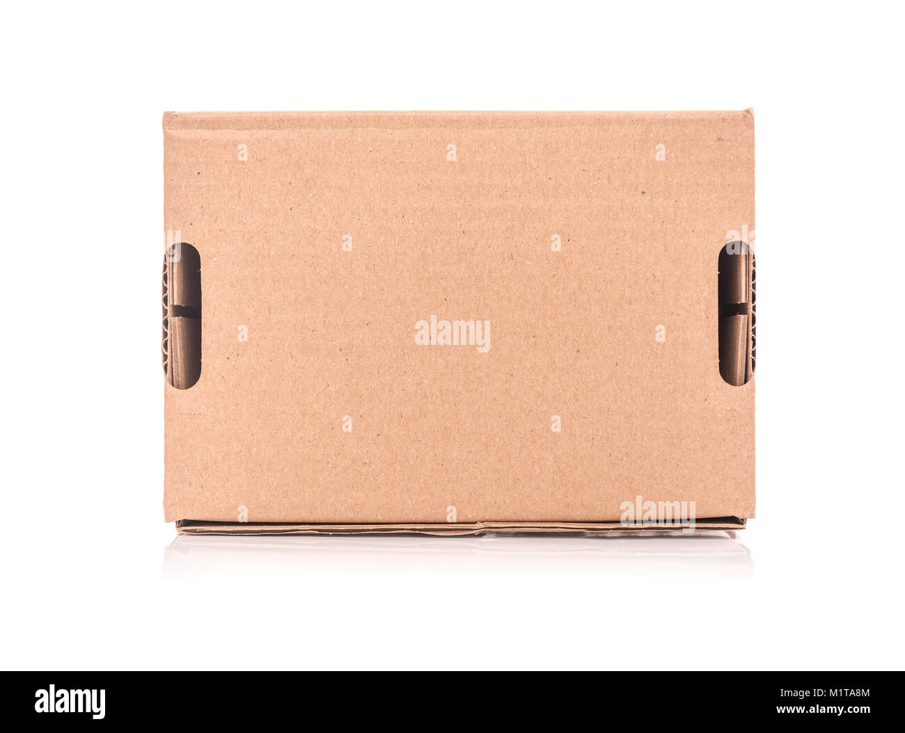 Postage cardboard box isolated on white background Stock Photo - Alamy