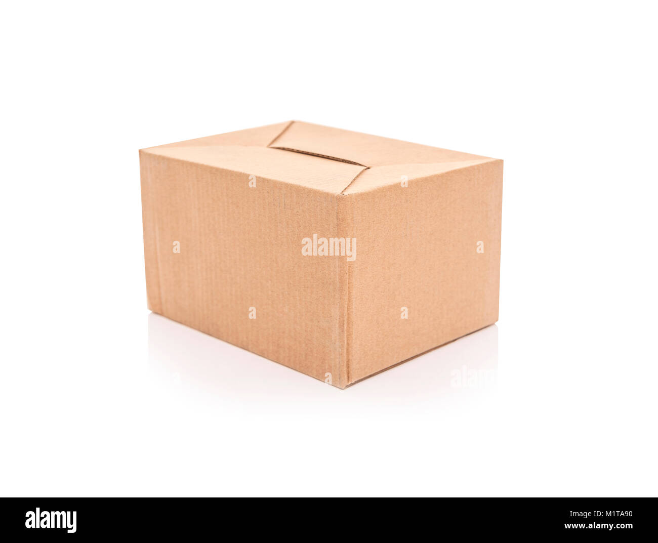 Postage cardboard box isolated on white background Stock Photo - Alamy
