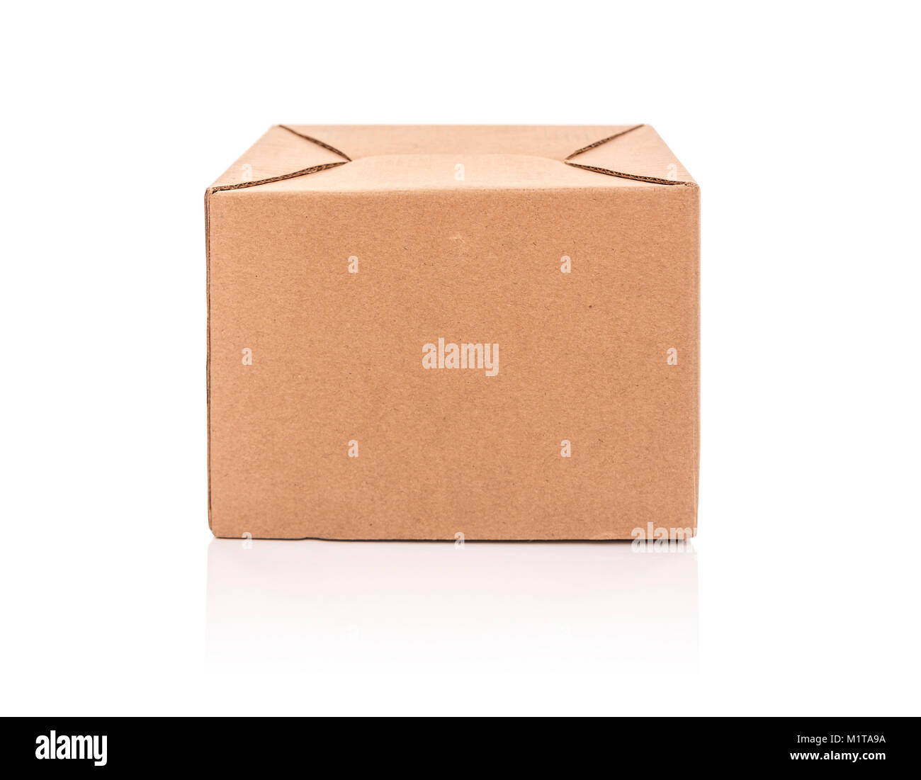Postage cardboard box isolated on white background Stock Photo - Alamy