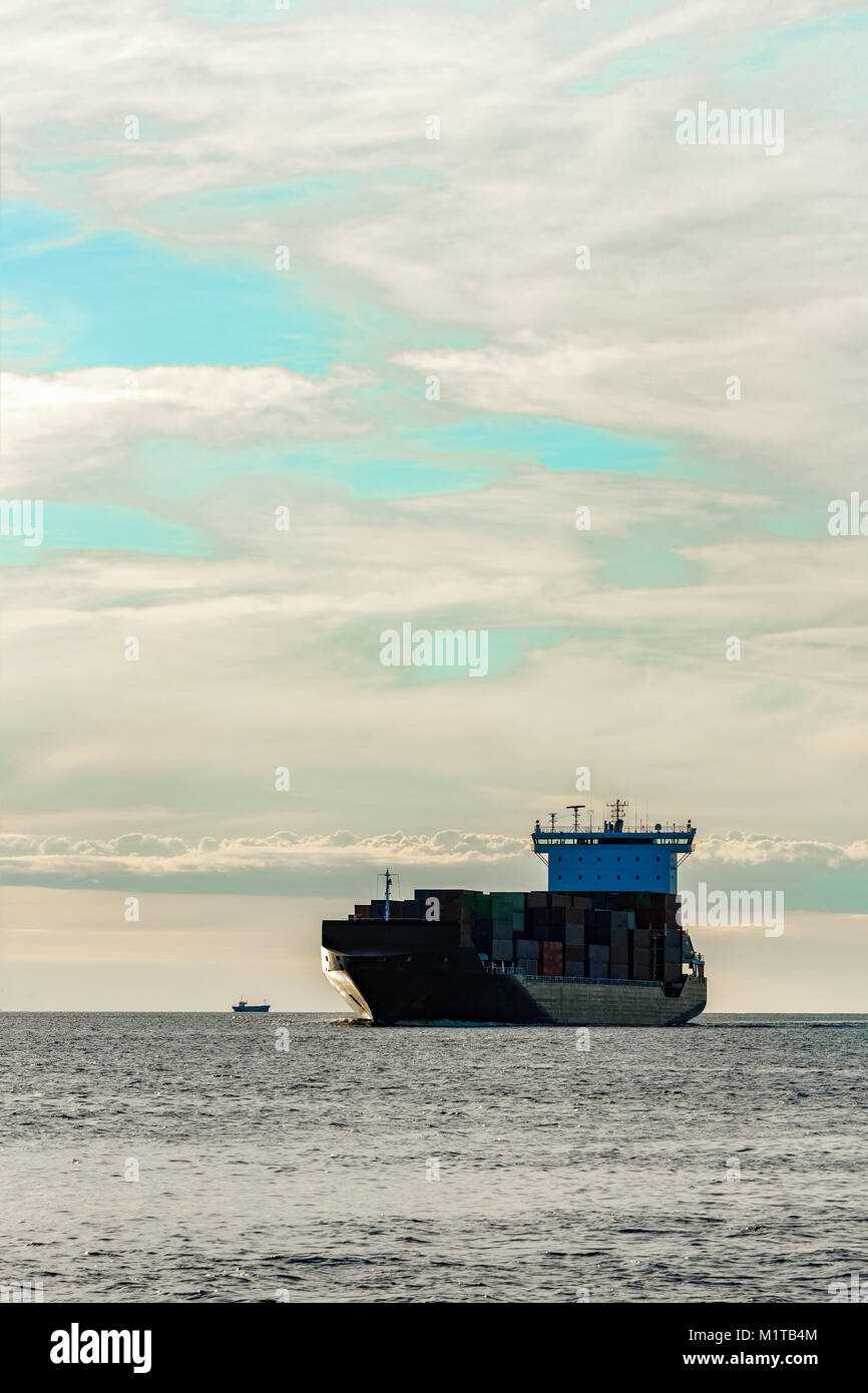 Black container ship. Global logistics and production transfer Stock ...