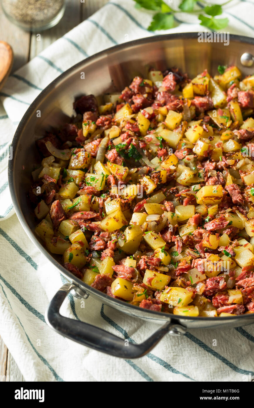 Savory Homemade Corned Beef Hash in a Pan Stock Photo - Alamy