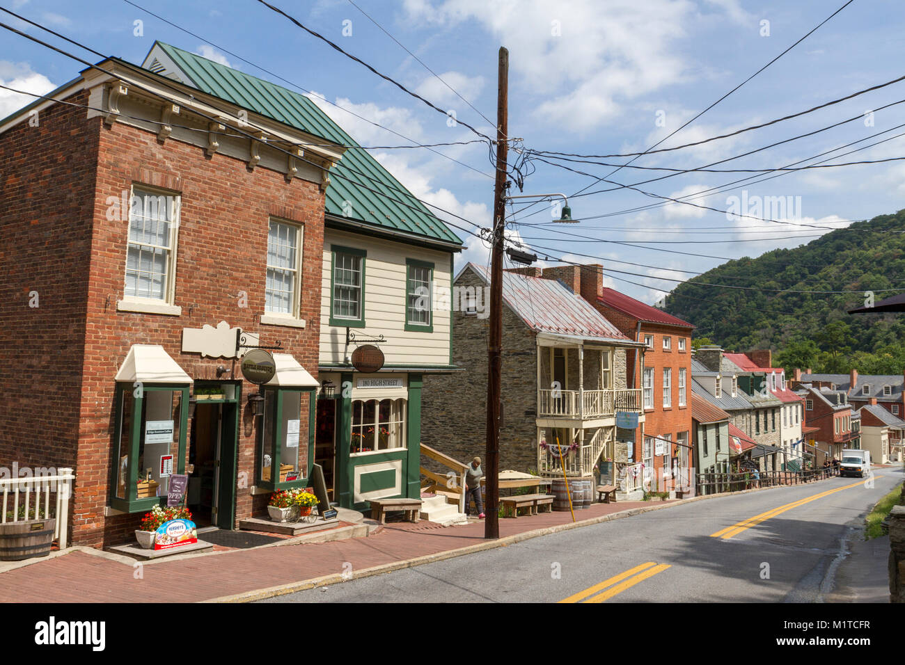 View of buildings on High St, Harper's Ferry National Historic Park ...