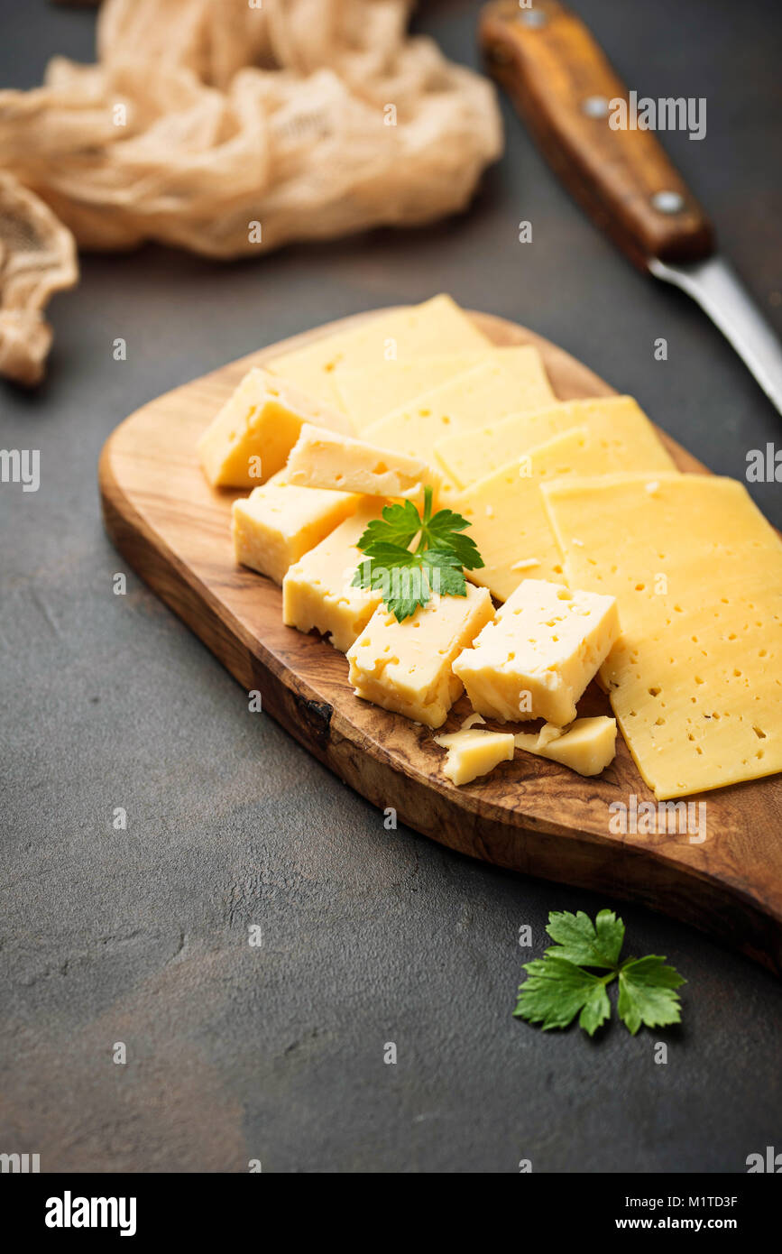 Various type of sliced cheese. Selective focus Stock Photo - Alamy