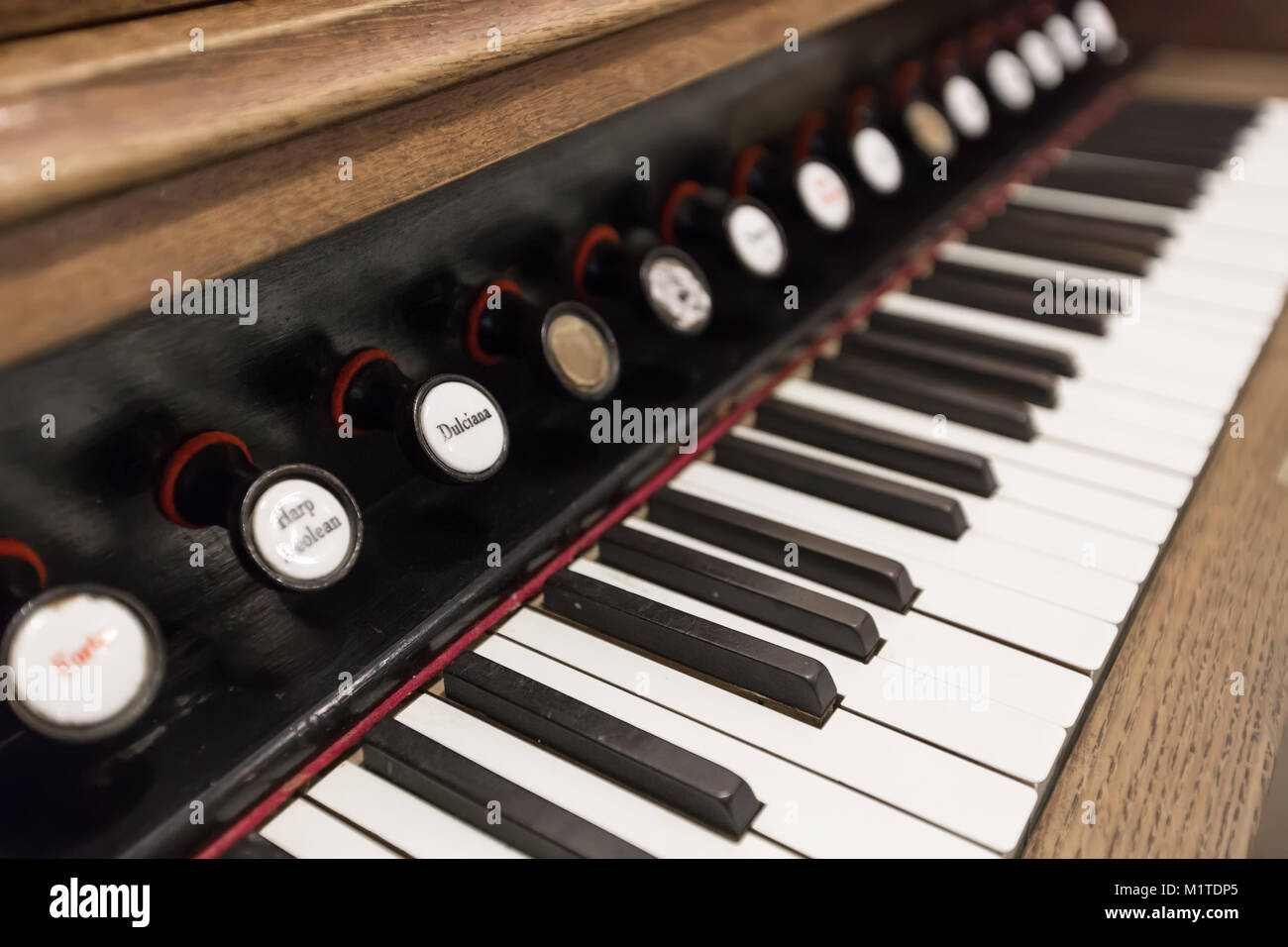 old keyboard musical instrument with keys close-up Stock Photo - Alamy