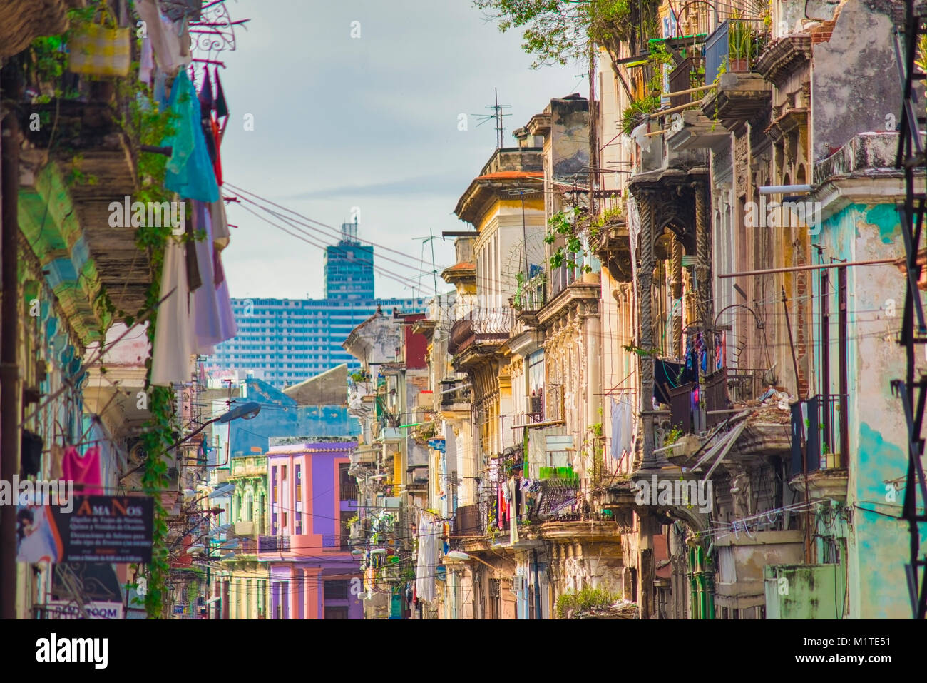 HAVANA, CUBA - DEC 4, 2015: Urban scene with colorful colonial ...