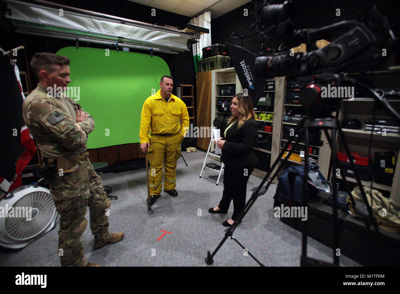 Actors from the 163d Attack Wing and CAL FIRE prepare to video ...