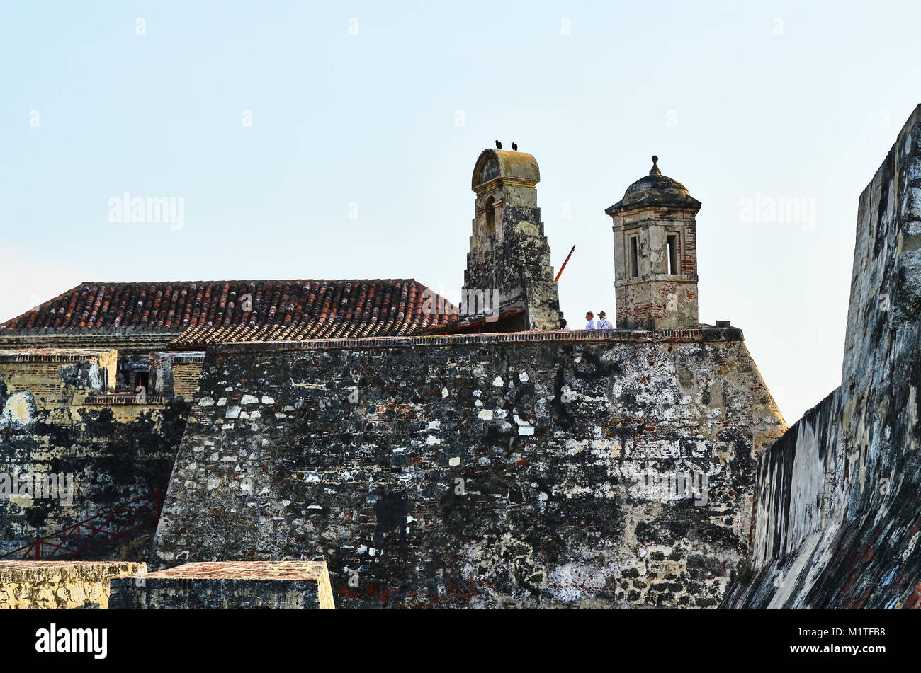 CARTAGENA, COLOMBIA - JANUARY 28, 2014: Old structures and walls in the ...