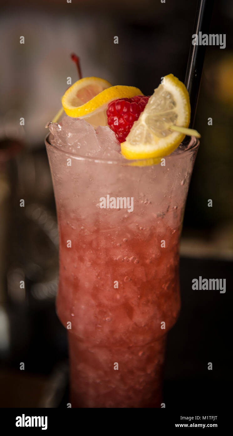 Refreshing Raspberry Iced Cocktail Stock Photo - Alamy