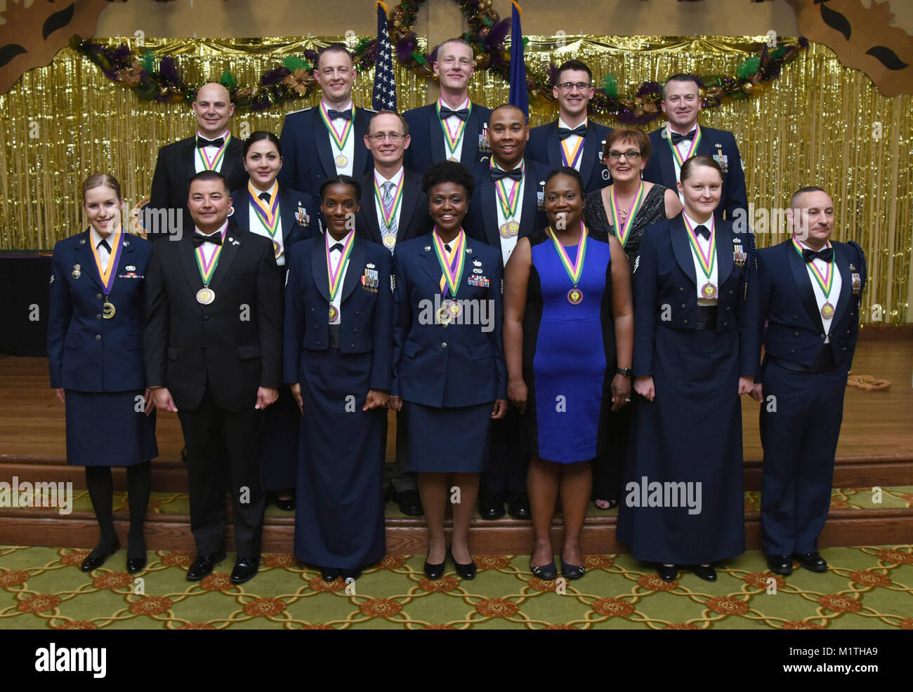Winners of the 2017 Keesler Annual Awards pose for a Stock Photo - Alamy