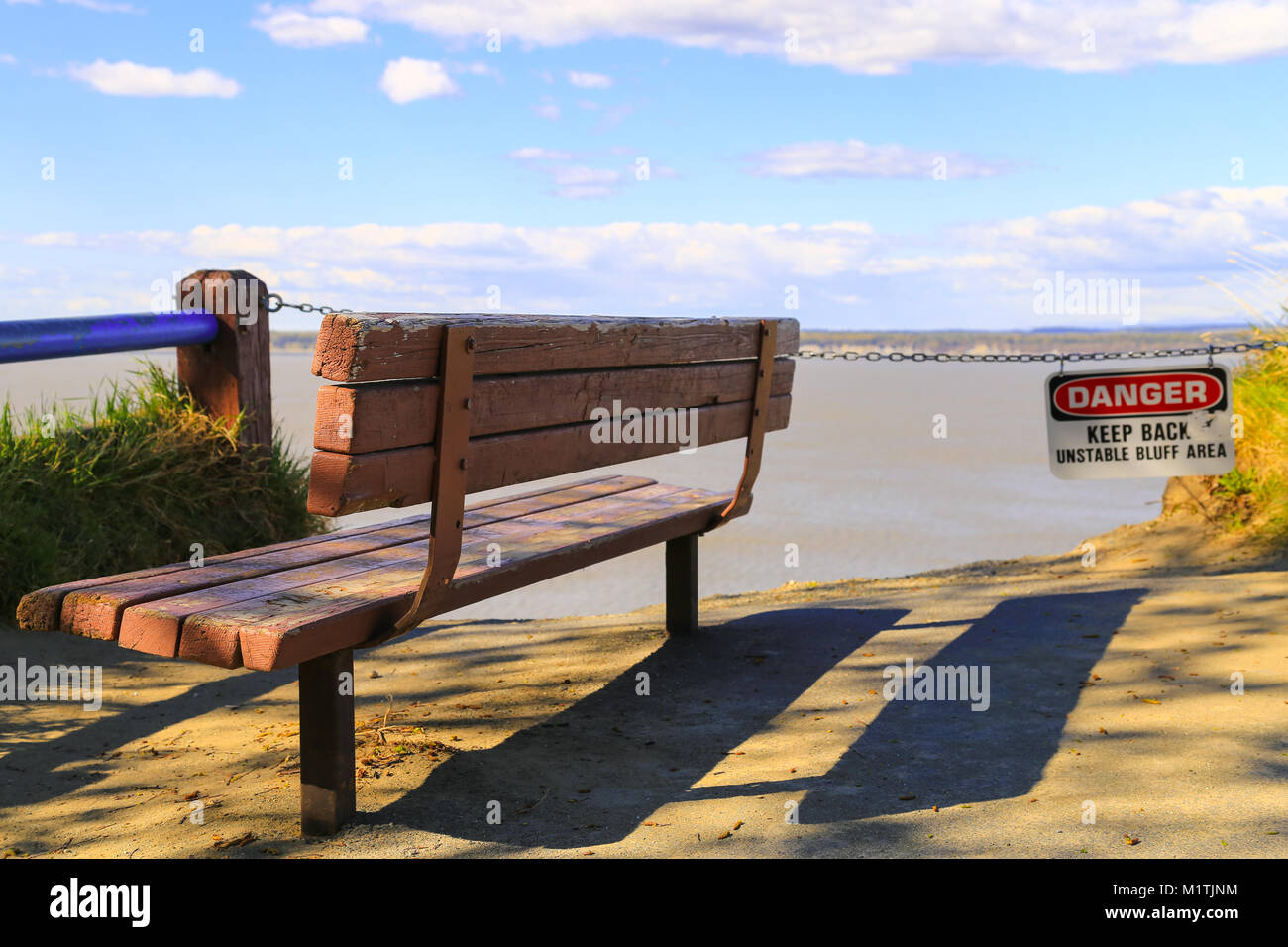Anchorage, USA - May 17, 2017: Viewpoint with a bench over the Cook ...