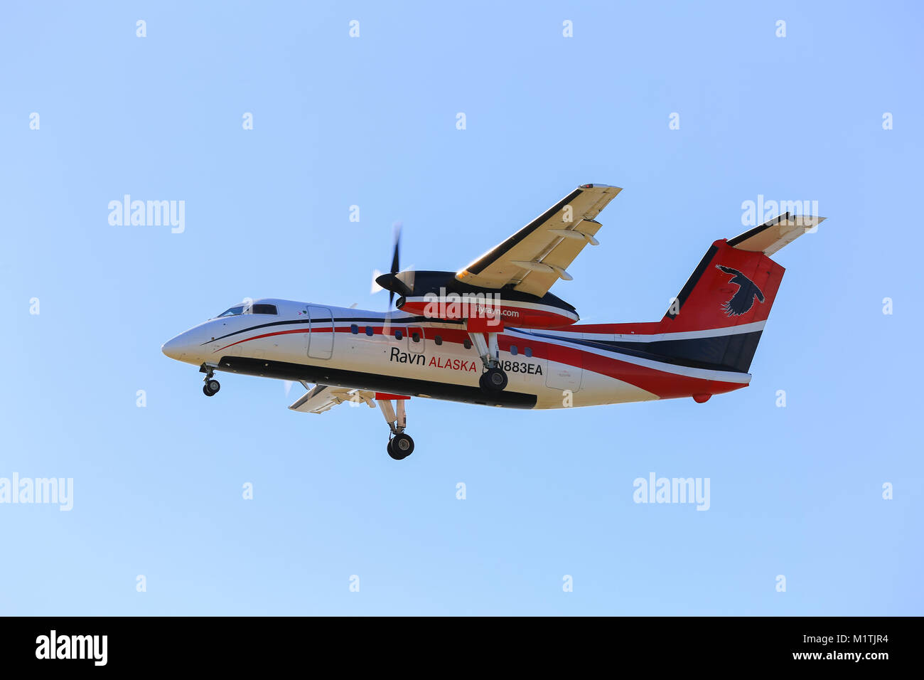 Anchorage, USA - May 17, 2017: An aircraft Bombardier Dash 8 Q100 of ...