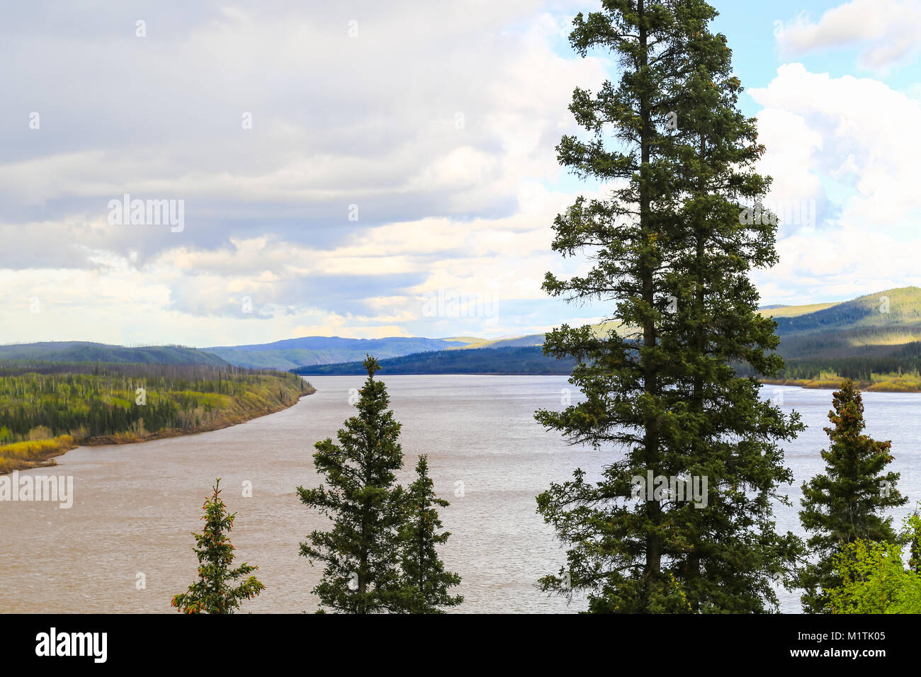The Yukon River in the wilderness of Alaska, USA, near Yukon River Camp ...