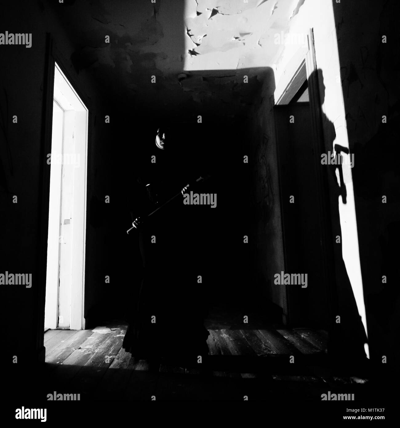 Spooky halloween nightmare scene Black and White Stock Photos & Images ...