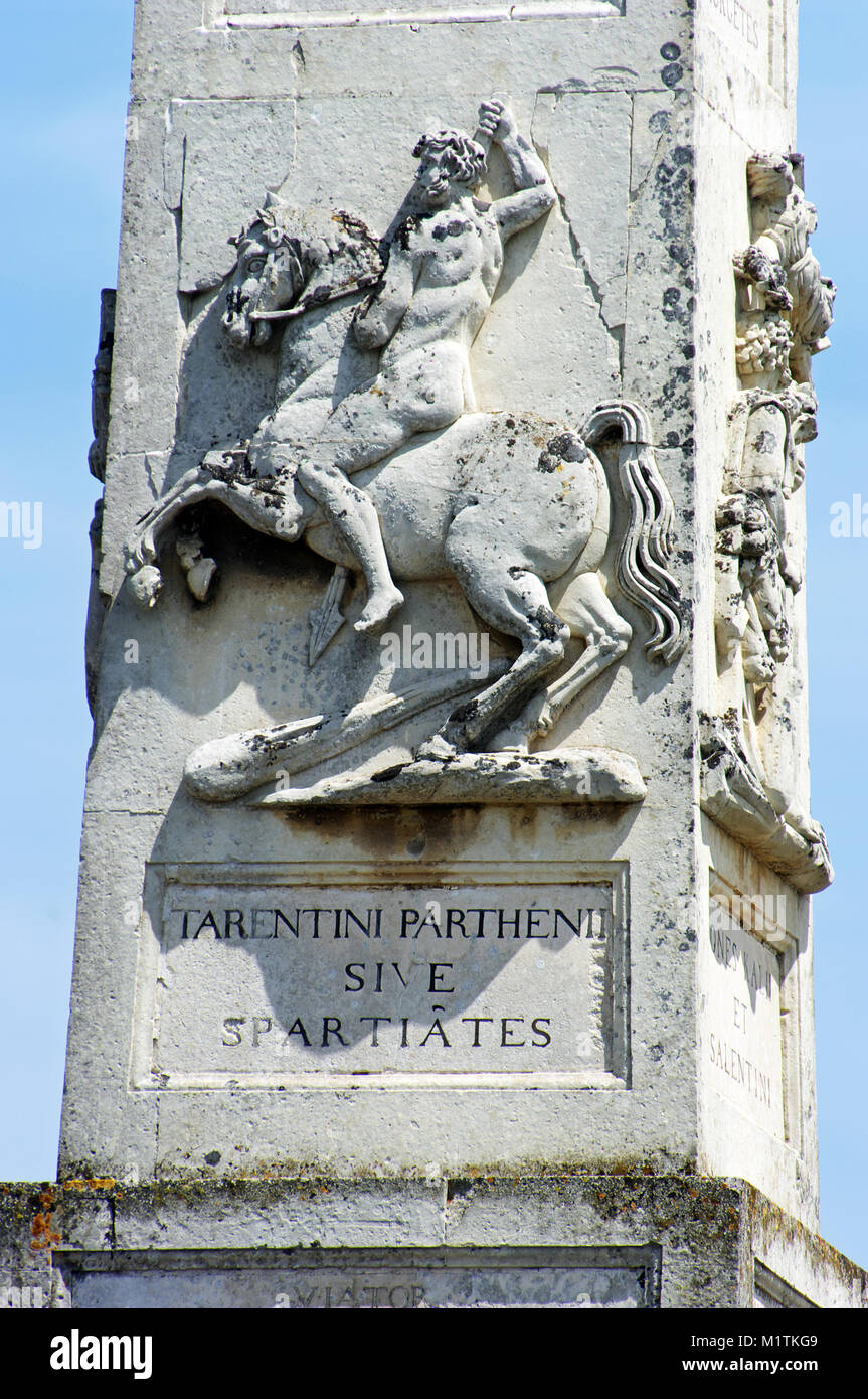 Relief, Obelisk, Lecce, Puglia, South Italy Stock Photo - Alamy