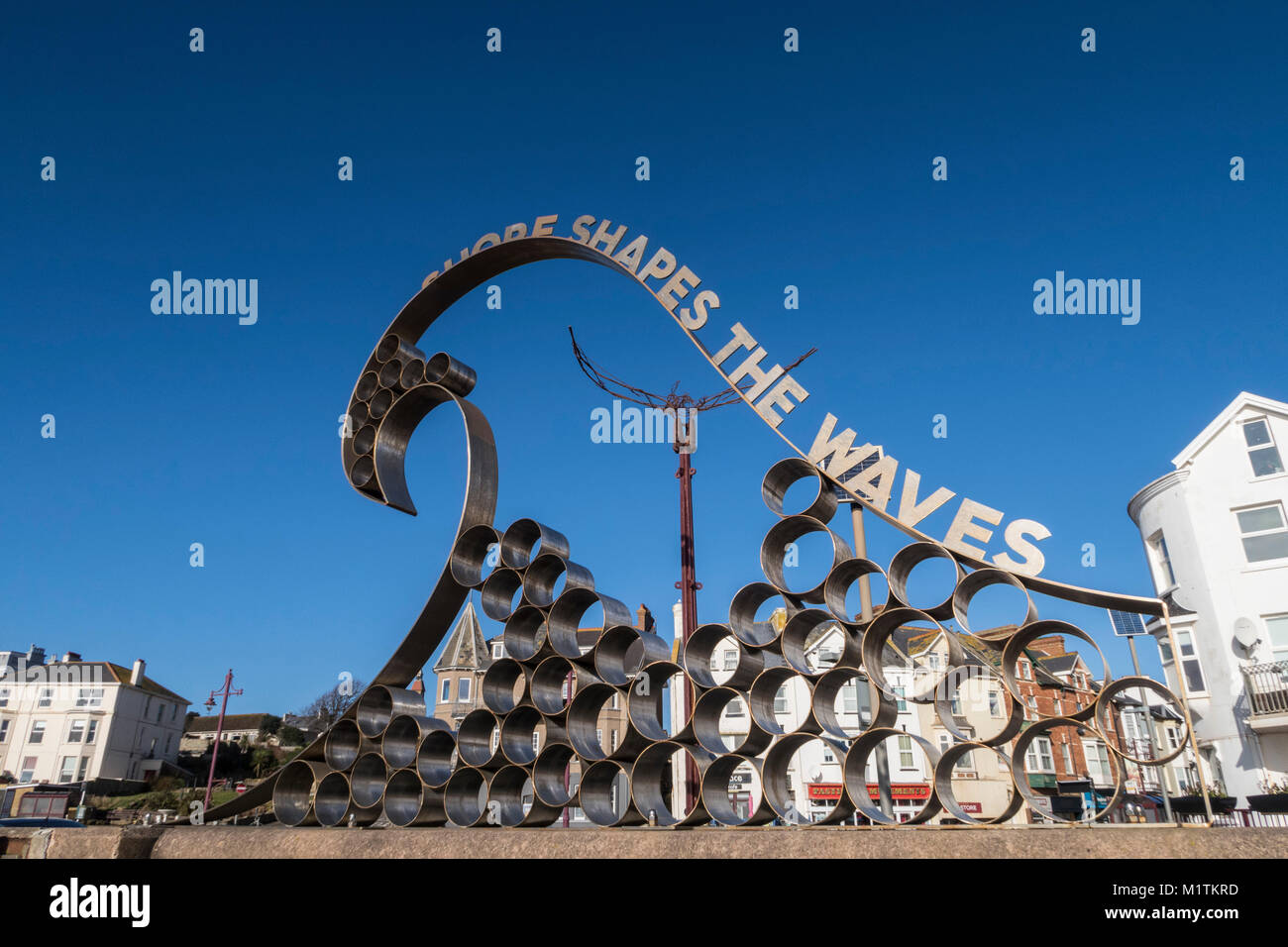The Waves sculptures on the seafront at Seaton, Devon Stock Photo - Alamy