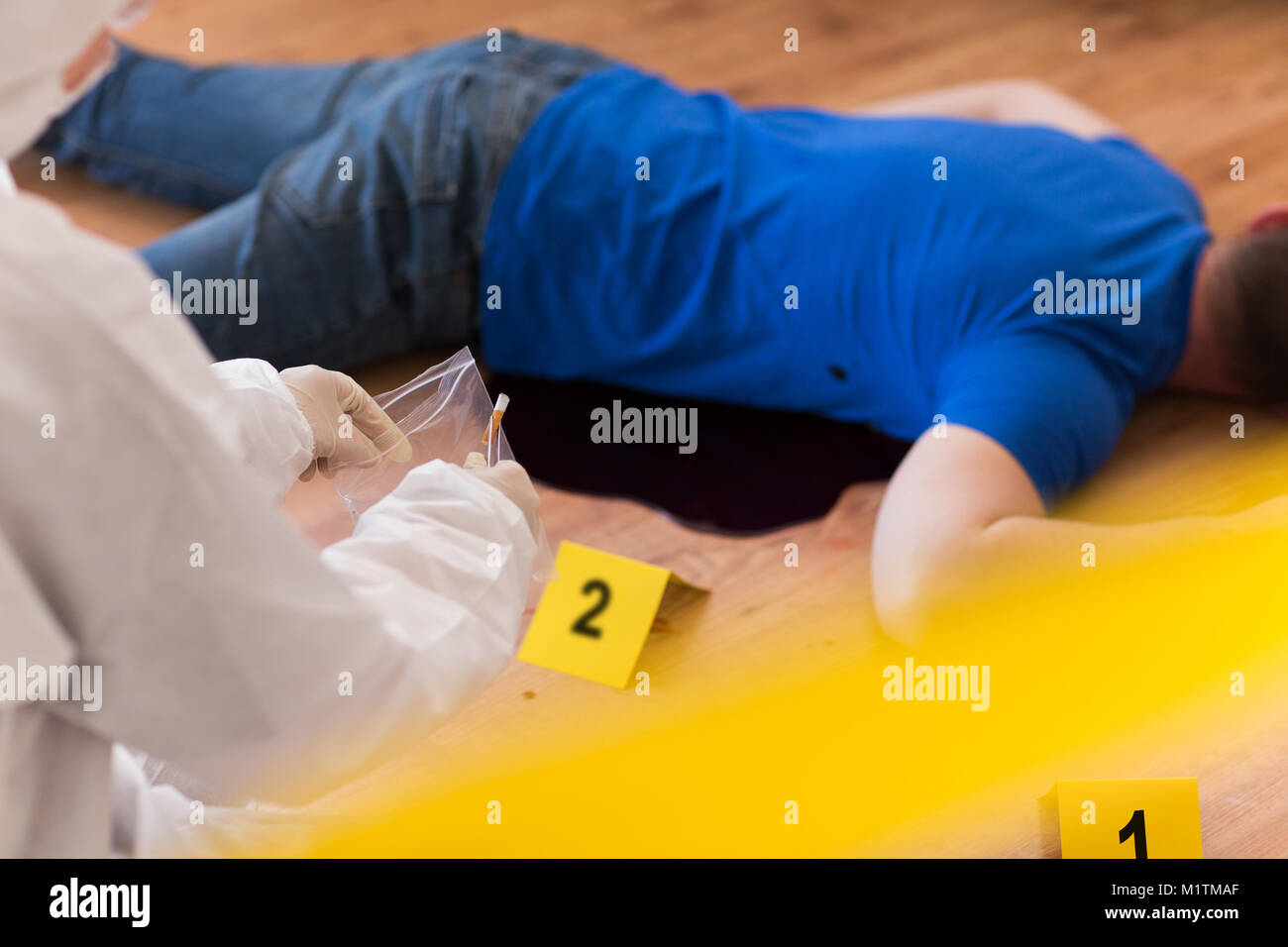 criminalist collecting crime scene evidence Stock Photo - Alamy
